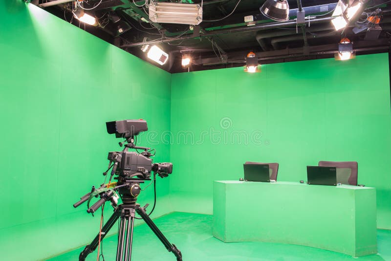 TV Studio with Camera and Lights Stock Photo - Image of production ...