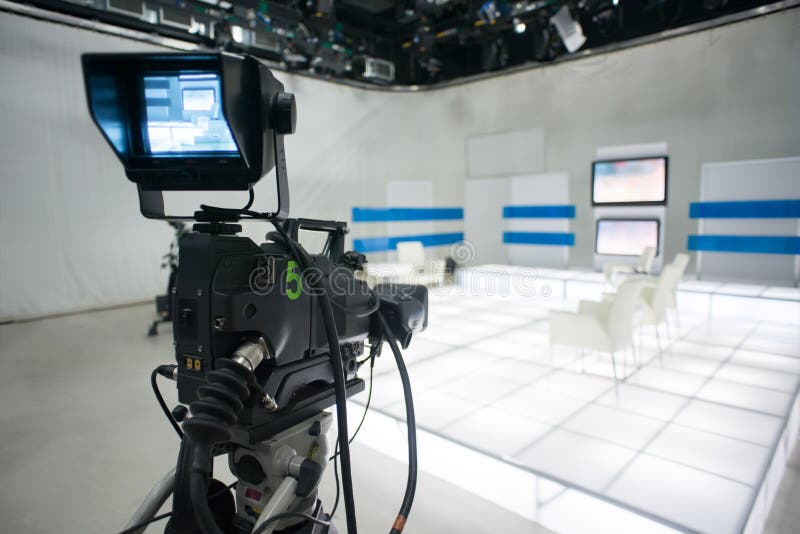Blue television studio stock image. Image of fixture - 10378113