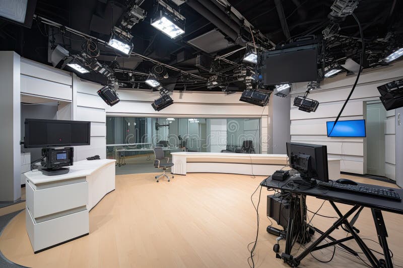 Television Studio with Cameras for Broadcasting. Generative Ai Stock ...