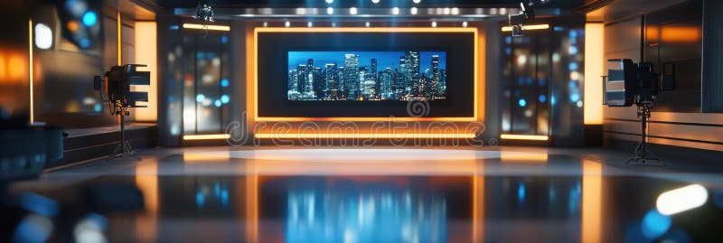 A Television Studio Features an Interview Recording Setup, Showcasing ...