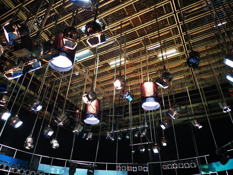 Television Studio - Grid of Lights Stock Photo - Image of lens ...