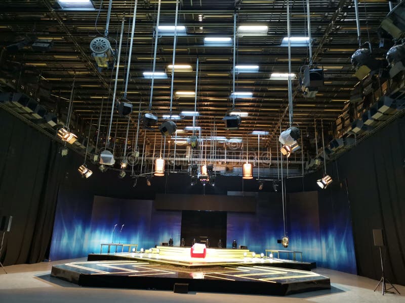 Grid Lights Inside the TV Studio Stock Photo - Image of ceiling ...