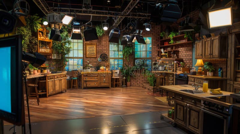 Studio Kitchen Set for Television Show Stock Photo - Image of screen ...