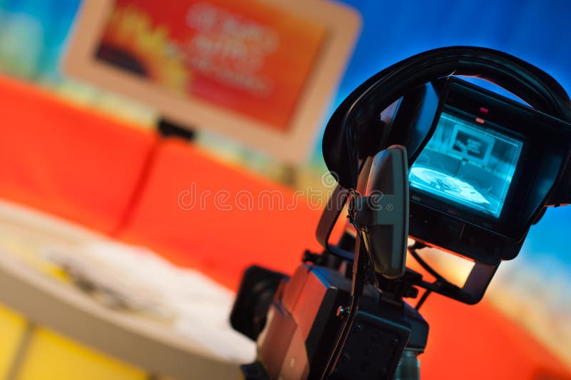 Close-up Shot of a Video Camera Viewfinder, Recording Show in a TV ...
