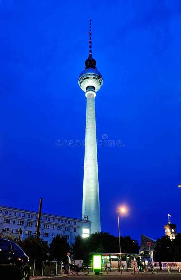 Television Tower by Night editorial stock photo. Image of sunny - 20936708