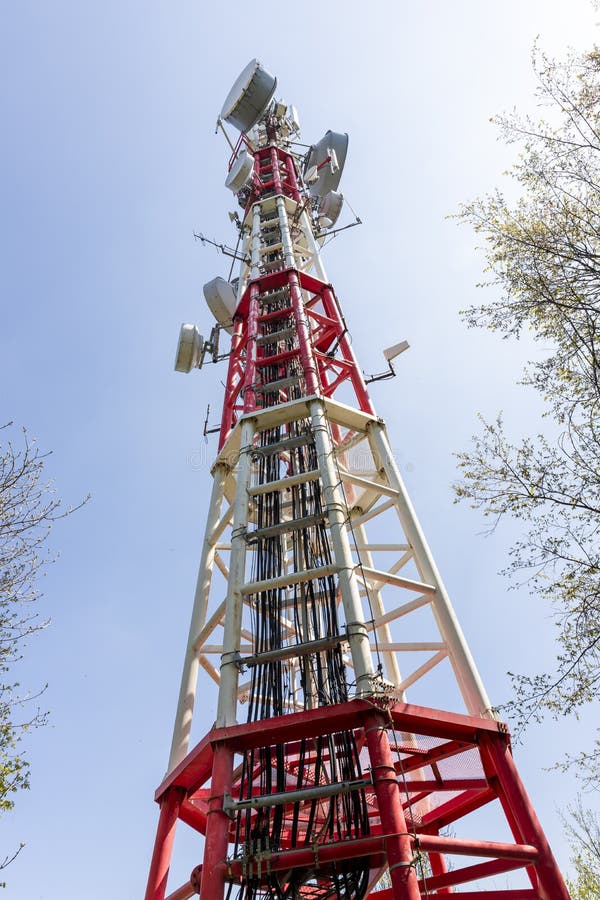 Television Tower. Telecommunication Antenna. 5G Technology Stock Image ...