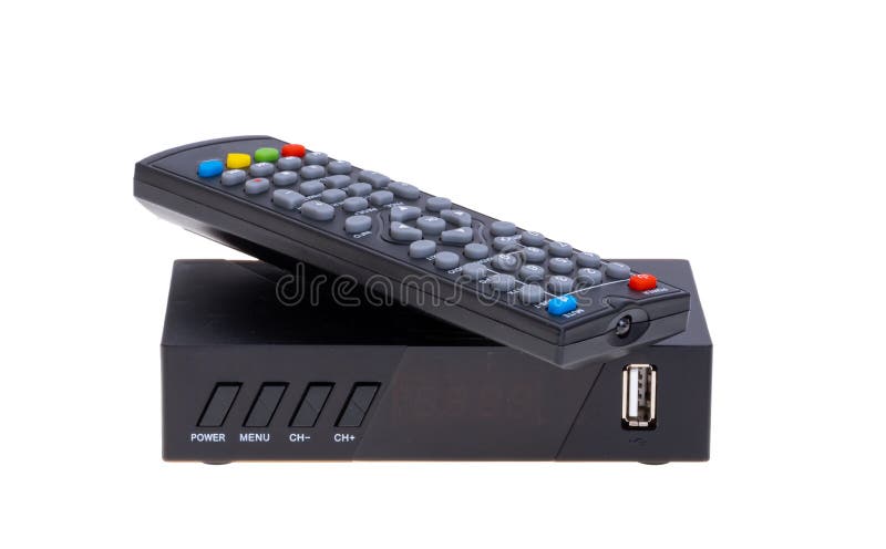 Television Tuner with Remote Control Isolated Stock Photo - Image of ...