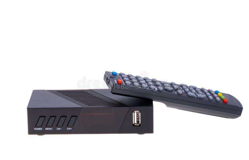 Television Tuner with Remote Control Isolated Stock Photo - Image of ...
