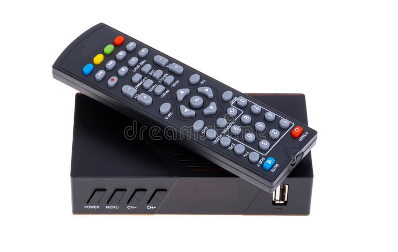 Television Tuner with Remote Control Isolated Stock Photo - Image of ...