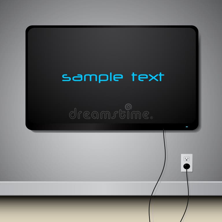 Television on the wall stock vector. Illustration of monitor - 8617157