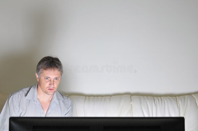 Television watcher stock image. Image of glow, entertainment - 16199695