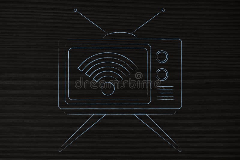 Television with Wi-fi Symbol on Screen Stock Illustration ...