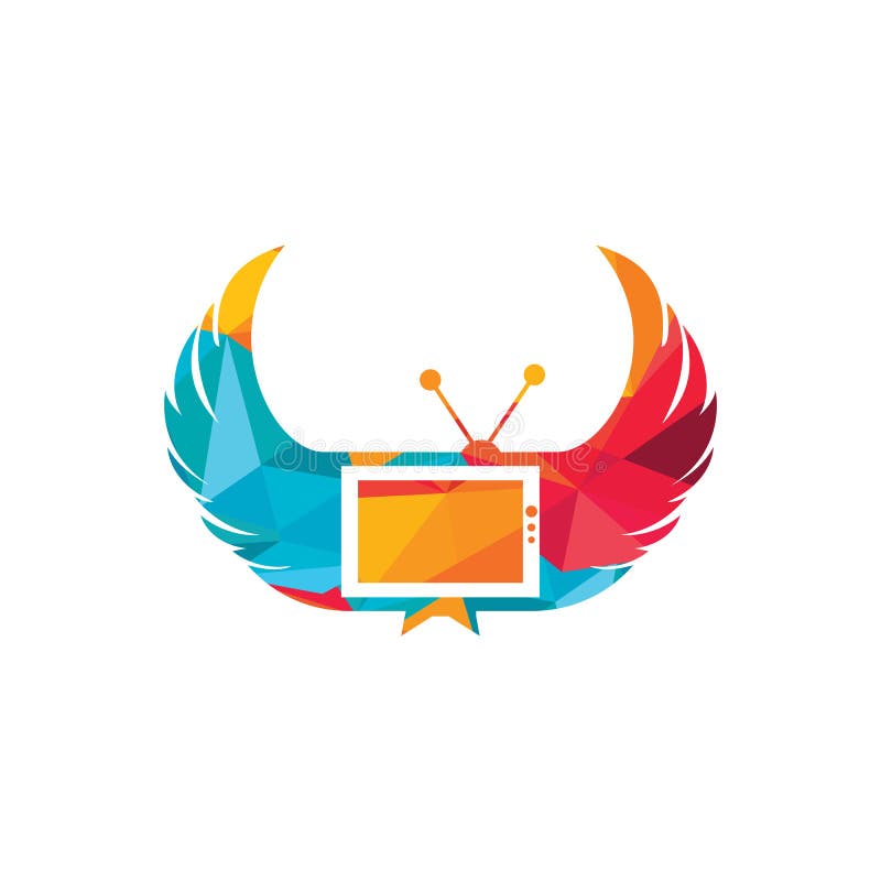 Television with Wing Logo Icon Vector Design. Stock Vector ...