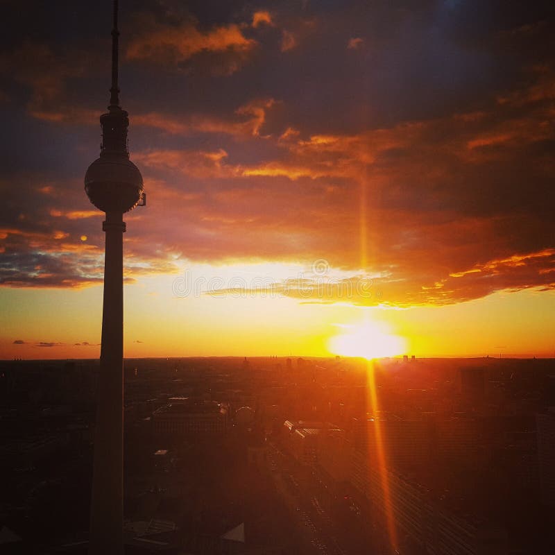 Televison Tower Berlin stock image. Image of clouds - 108647649