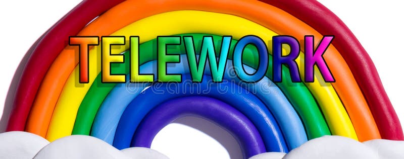 Telework Theme with a Clay Rainbow Stock Illustration - Illustration of ...