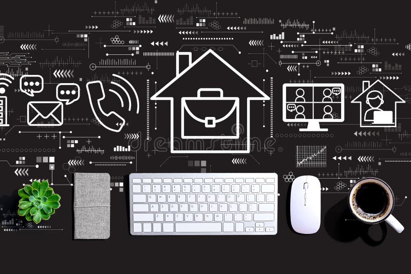 Telework Theme with a Computer Keyboard Stock Image - Image of pandemic ...