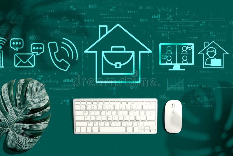 Telework Theme with a Computer Keyboard Stock Image - Image of tele ...