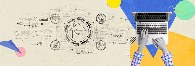 Telework Theme with Person Using a Laptop Computer Stock Photo - Image ...