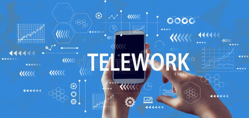 Telework Theme with Smartphone Stock Illustration - Illustration of ...