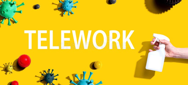 Telework Theme with Spray and Viruses Stock Photo - Image of protection ...