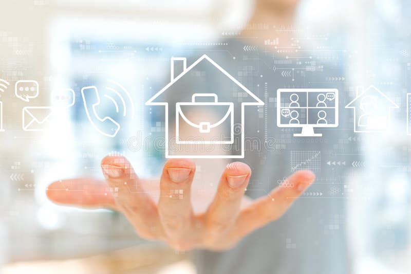 Telework Theme with Young Man Stock Image - Image of business ...