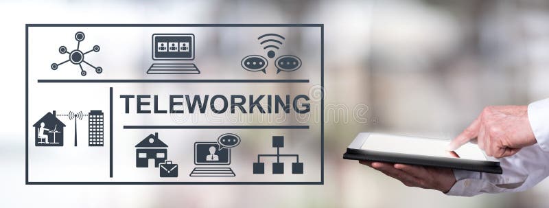Teleworking Concept with Man Using a Tablet Stock Image - Image of work ...