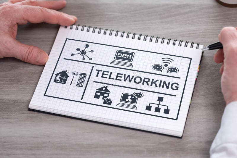 Teleworking Concept on a Notepad Stock Photo - Image of technology ...