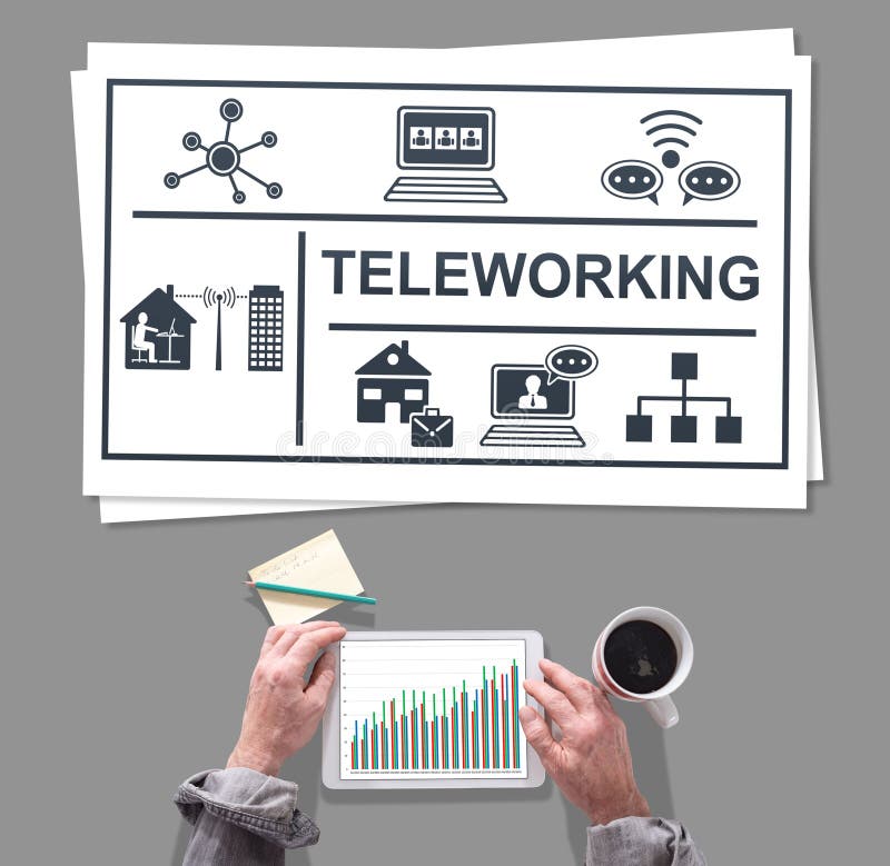 Teleworking Concept Placed on a Desk Stock Photo - Image of ...