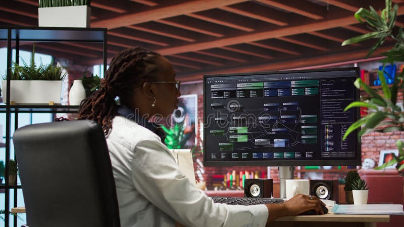 Teleworking Programmer Using Computer for Artificial Intelligence Computing Stock Video - Video ...