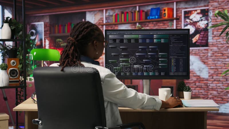 Teleworking Programmer Using Computer for Artificial Intelligence Developing Stock Video - Video ...