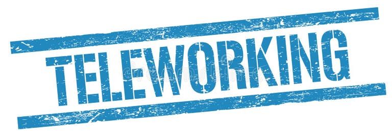 TELEWORKING Text on Blue Grungy Rectangle Stamp Stock Illustration ...