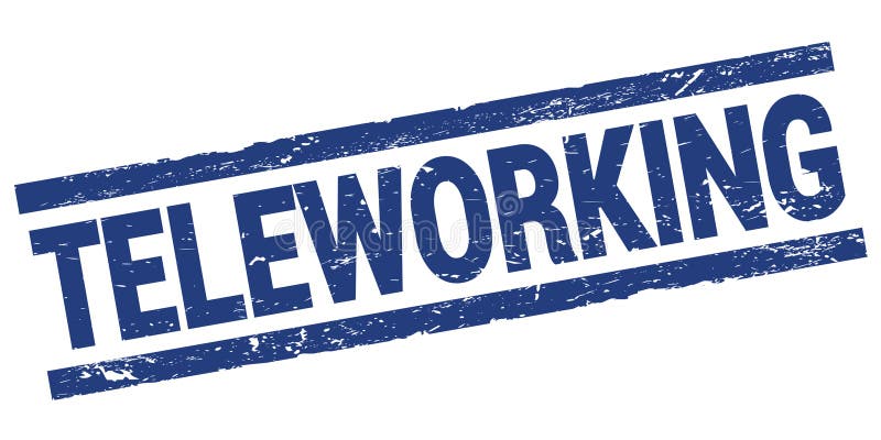 TELEWORKING Text on Blue Rectangle Stamp Sign Stock Illustration ...