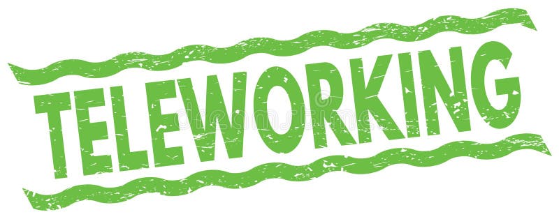 TELEWORKING Text on Green Lines Stamp Sign Stock Illustration ...