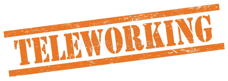 TELEWORKING Text on Red Grungy Round Stamp Stock Illustration ...