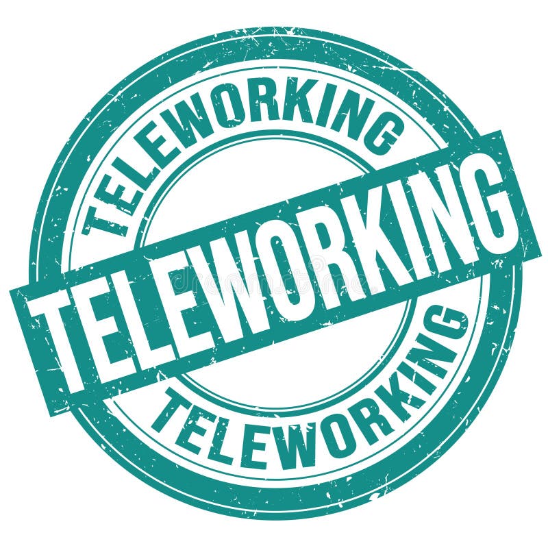 TELEWORKING Text Written on Blue Round Stamp Sign Stock Illustration ...