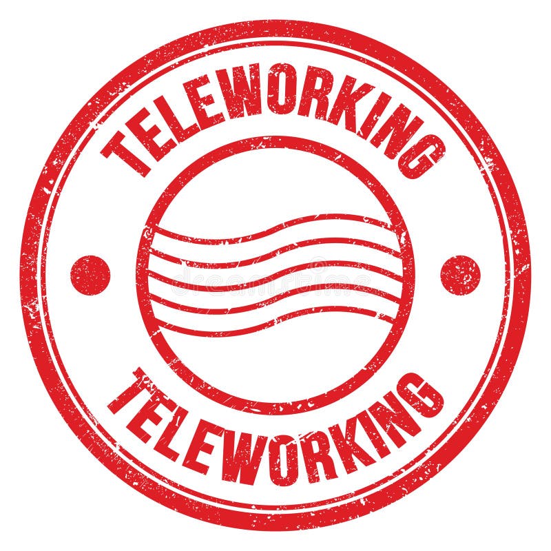 TELEWORKING Text Written on Red Round Postal Stamp Sign Stock ...