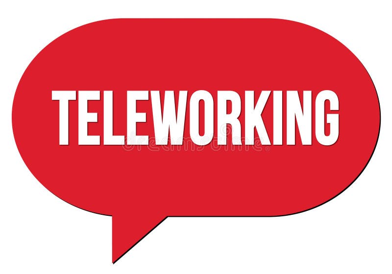 TELEWORKING Text Written in a Red Speech Bubble Stock Illustration ...
