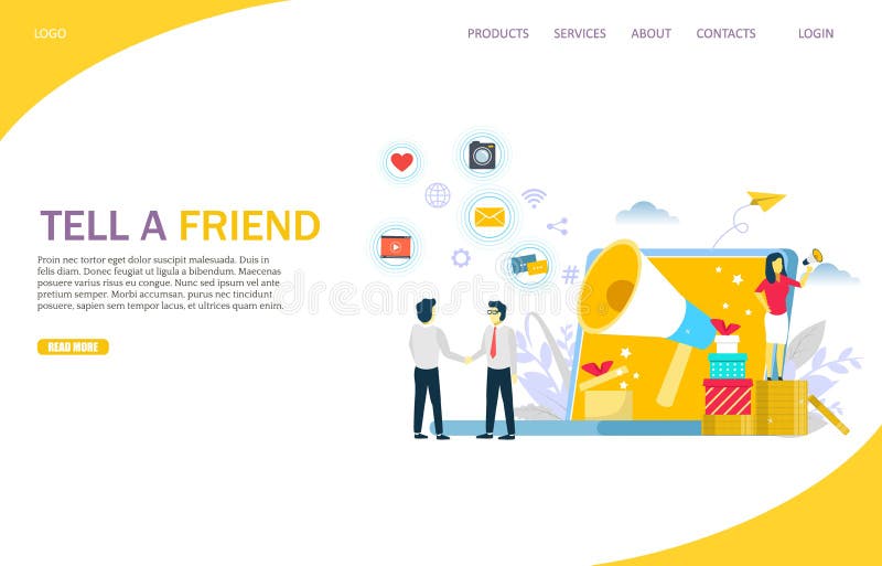 Tell a Friend Vector Website Landing Page Design Template Stock Vector ...