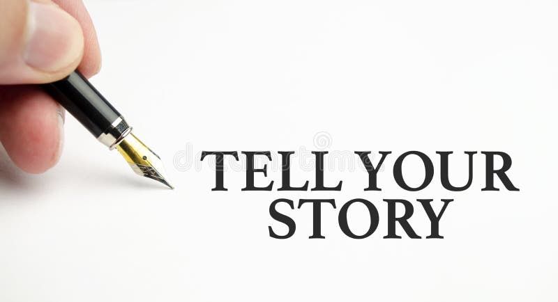 Tell Your Story Typed Words on White Notebook and Pen Stock Image ...