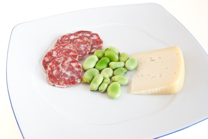 Teller Mit Fava Bohnen Und Salami Stockfoto - Bild von schinken, gesund ...
