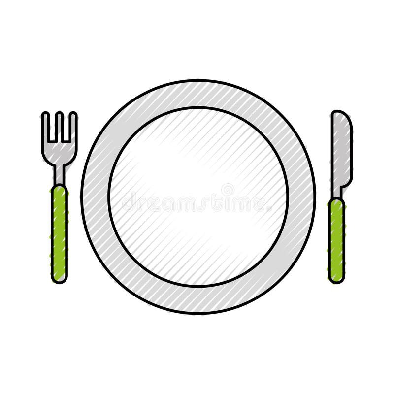 Teller Mit Gabel Und Messer Vektor Abbildung - Illustration von ...