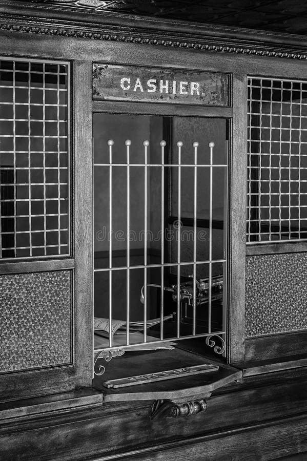 Vintage Bank Teller Station Stock Photo - Image of pioneer, antique ...
