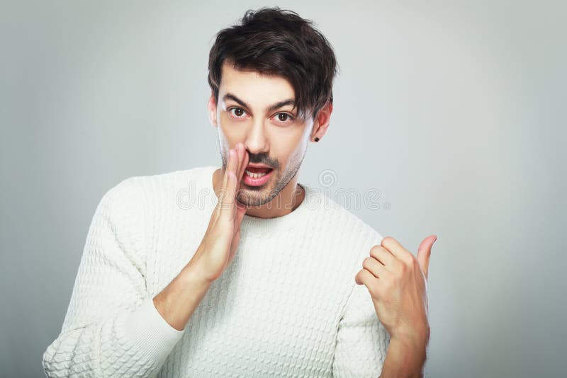 Telling a secret stock photo. Image of adult, pointing - 87735338