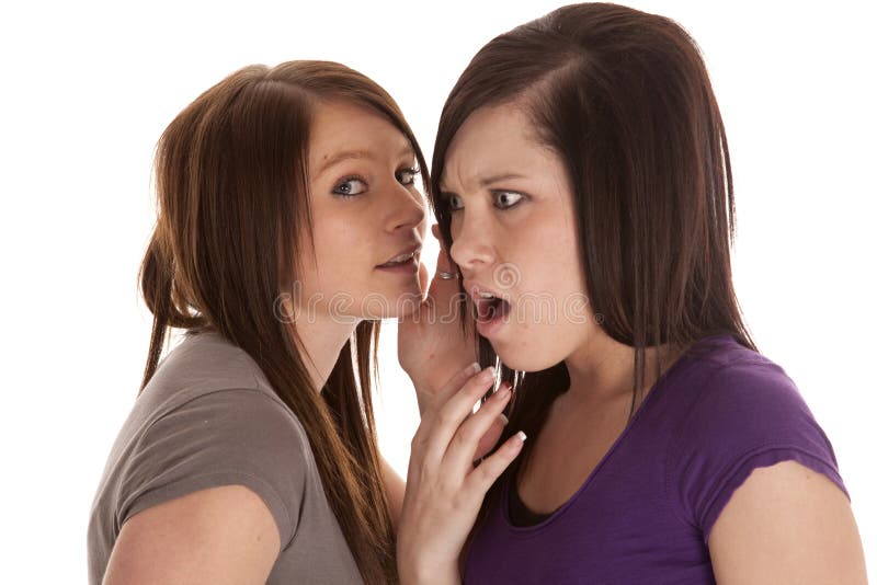 Telling secrets stock image. Image of brunette, face - 19906841