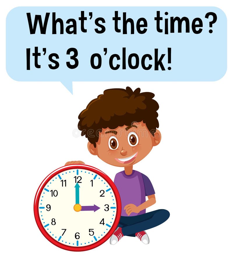 Telling Time with a Boy Holding a Clock Stock Vector - Illustration of ...