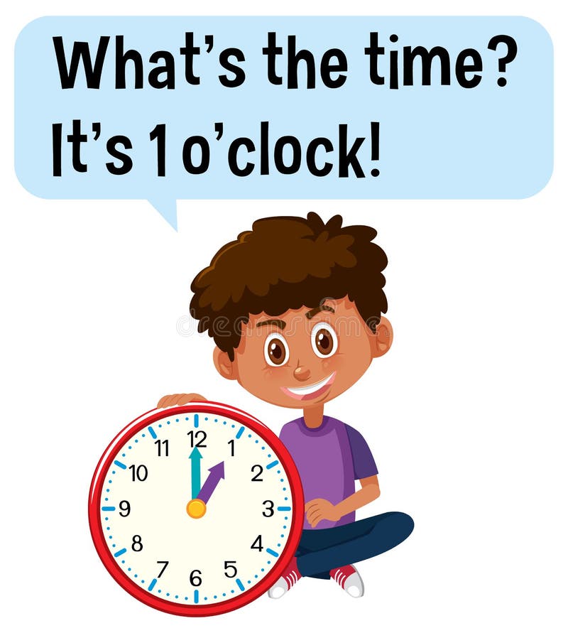 Telling Time with a Boy Holding a Clock Stock Vector - Illustration of ...