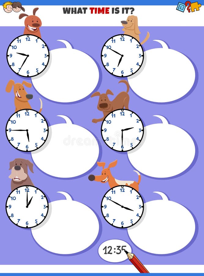 Telling Time Educational Task with Robots Stock Vector - Illustration ...