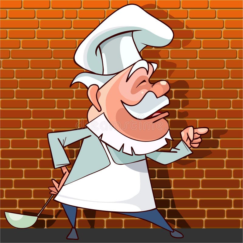 Tells the Cartoon Cook with a Ladle in Hand Stock Vector - Illustration ...