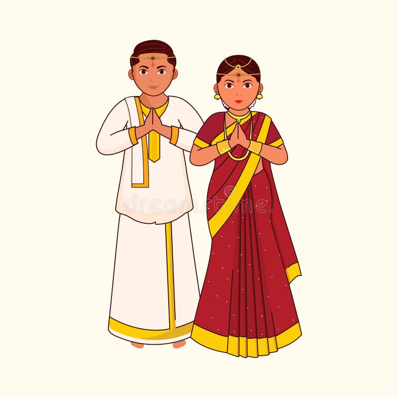 Telugu Wedding Couple Greeting Namaste in Traditional Dress on Cosmic ... Telugu Wedding Couple Greeting Namaste in Traditional Dress on Cosmic ...