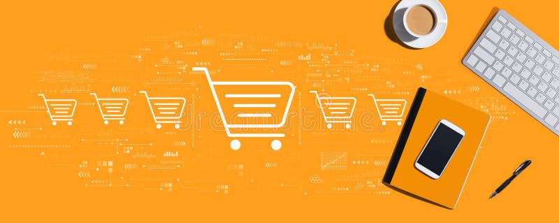 Tema De Compras Online Com Teclado De Computador E Itens De Escritório ...